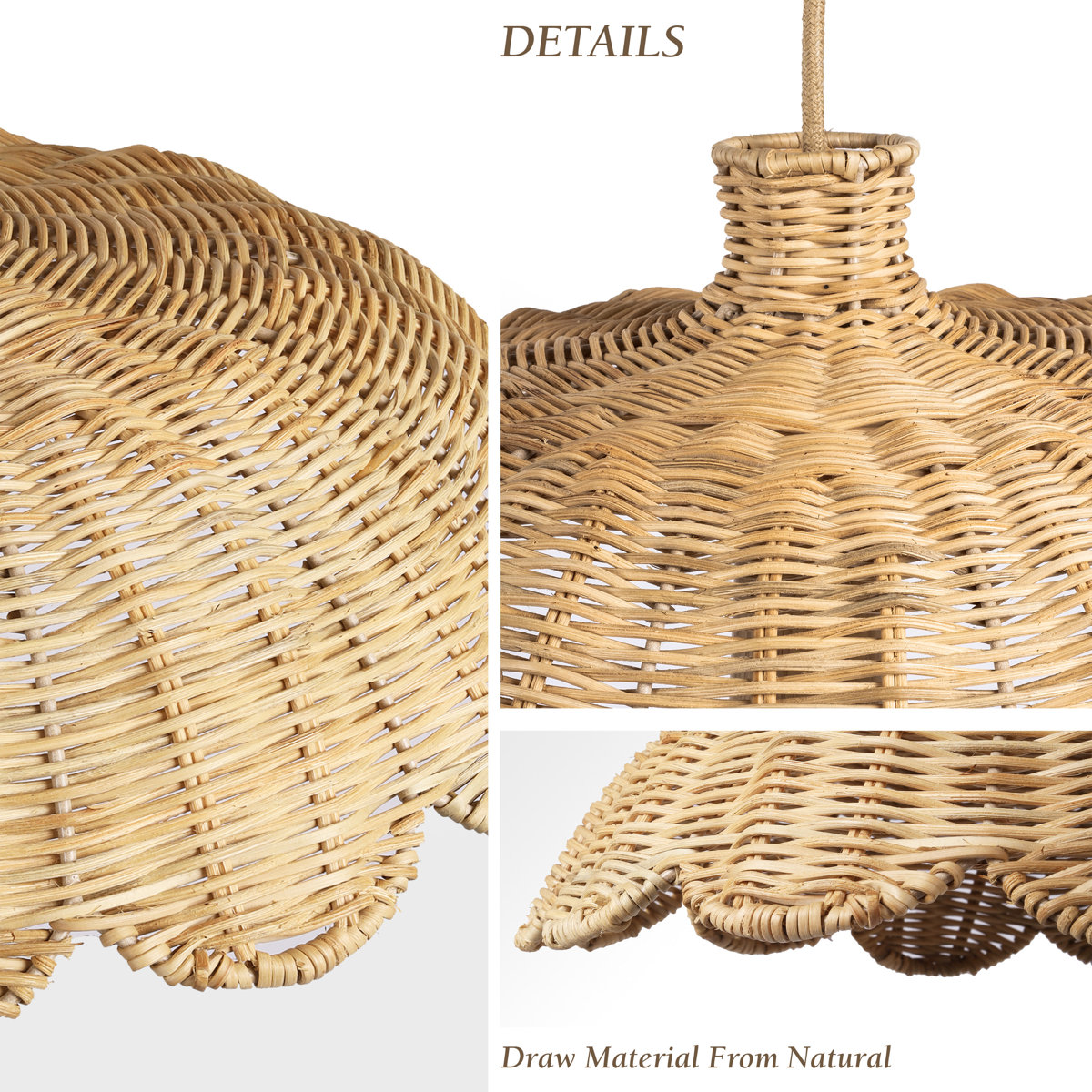 Bay Isle Home™ Zent – 18", 24", 28" Natural Rattan Plug-In or Hardwired Pendant Light Fixture ...